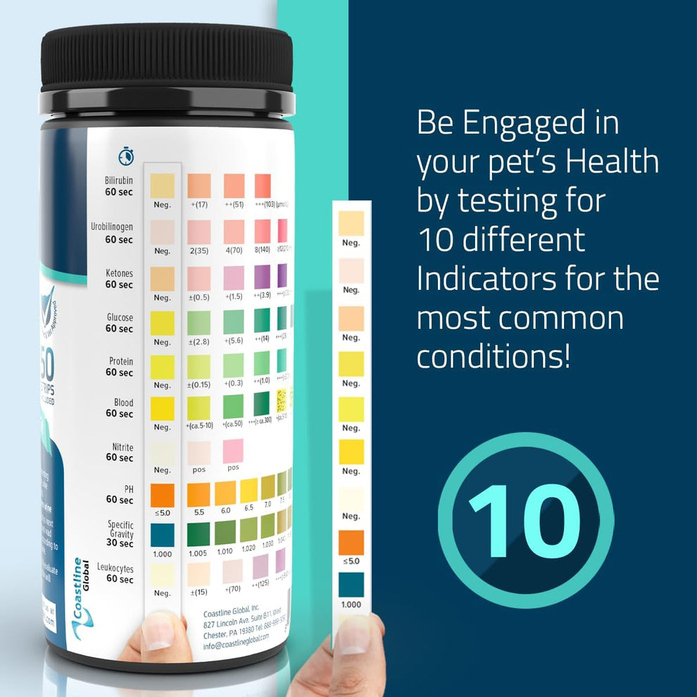 CheckUp 10 Parameters Urine Testing Strips for Cats & Dogs x 50
