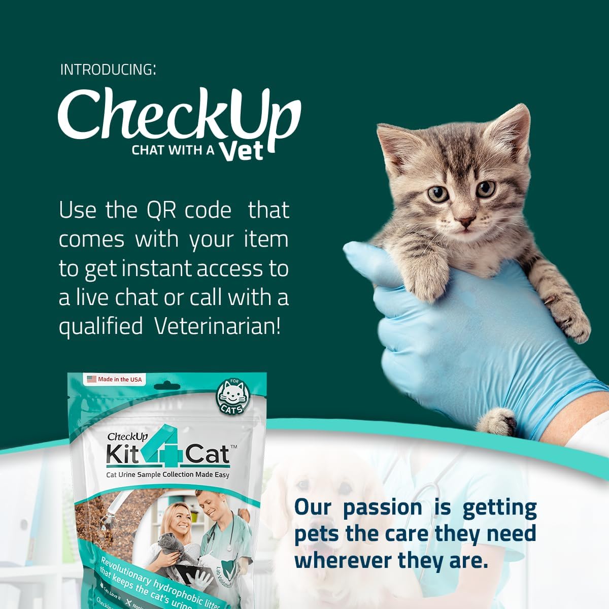 CheckUp Kit4Cat Hydrophobic Sand/Litter Urine Collection Kit for Cats